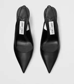 JIMMY CHOO Love 85 Leather Slingback Pumps - Black