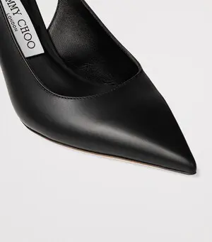 JIMMY CHOO Love 85 Leather Slingback Pumps - Black