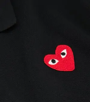 Play Comme Des Garcon Heart Logo Polo Shirt - Black