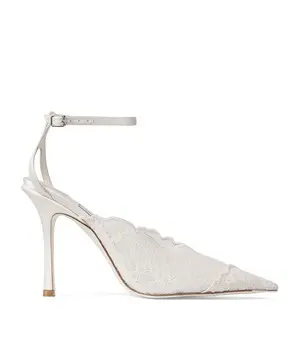 JIMMY CHOO Faiz 100 Lace Heeled Pumps - Ivory