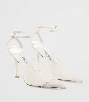 JIMMY CHOO Faiz 100 Lace Heeled Pumps - Ivory
