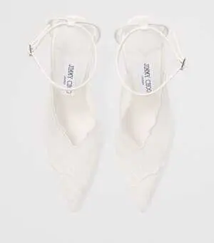 JIMMY CHOO Faiz 100 Lace Heeled Pumps - Ivory