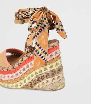 Kurt Geiger Suede Chelsea Wedge Heel With Raffia Sole