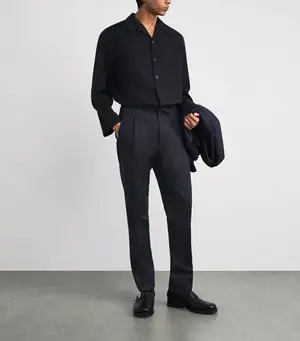 LARDINI Wool Drawstring Straight Trousers