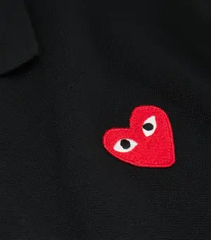 Play Comme Des Garcon Heart Logo Polo Shirt - Black