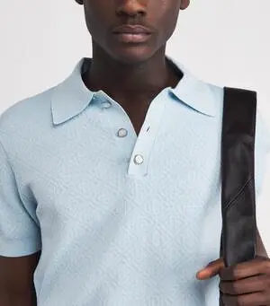Casablanca Cotton-blend Pointelle Monogram Polo Shirt