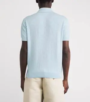 Casablanca Cotton-blend Pointelle Monogram Polo Shirt