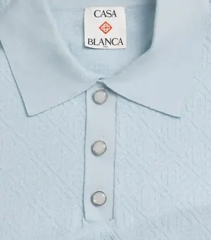 Casablanca Cotton-blend Pointelle Monogram Polo Shirt