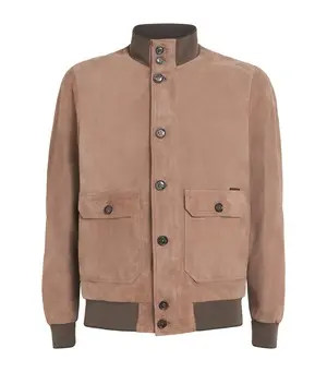 MOORER Suede Field Jacket - Brown