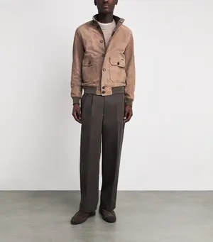 MOORER Suede Field Jacket - Brown