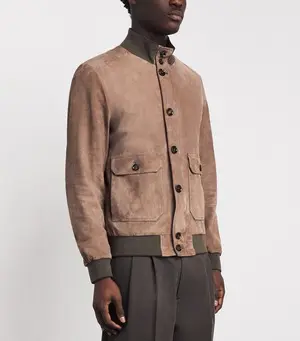 MOORER Suede Field Jacket - Brown