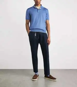 Paul & Shark Wool-silk Polo Shirt - Blue