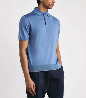 Paul & Shark Wool-silk Polo Shirt - Blue