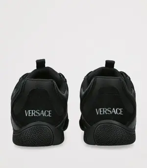Versace Suede And Mesh Low-top Trainers - Black