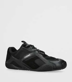 Versace Suede And Mesh Low-top Trainers - Black