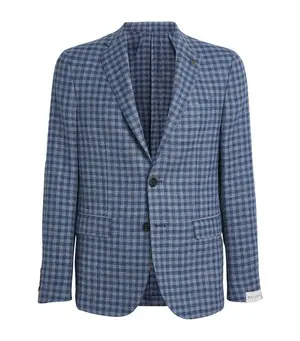 Pal Zileri Wool-linen Check Brera Blazer - Blue