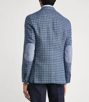 Pal Zileri Wool-linen Check Brera Blazer - Blue