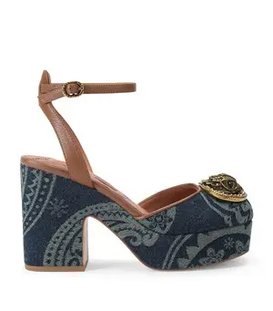 Kurt Geiger Embellished Denim Platform Heels - Blue