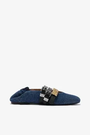 GANNI Sue Triple Ballerinas - Blue