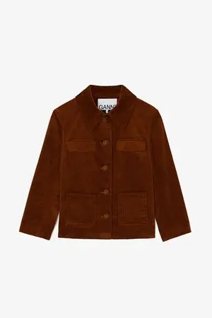GANNI Double Breasted Blazer With Notched Lapel - Brown