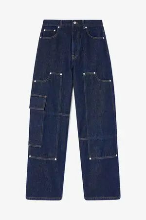GANNI Audri Loose Fit Barrel Jeans - Navy