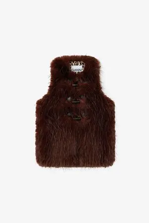 GANNI Crochet Hem Vest - Brown