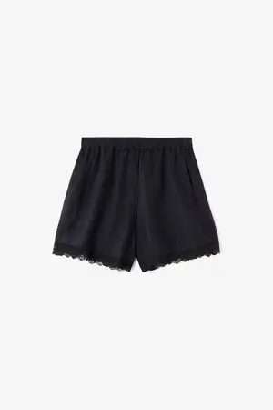 GANNI Printed Elasticated Waist Shorts - Black