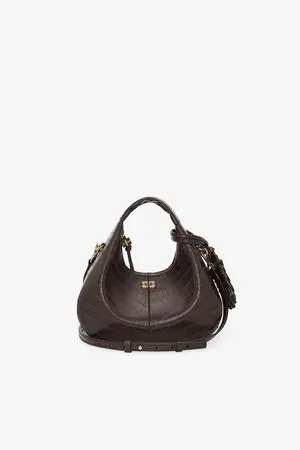 GANNI Croco Mini Hobo Bag - Brown
