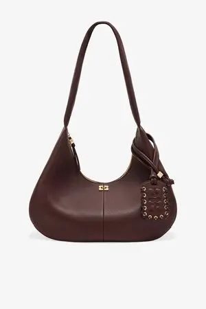 GANNI Grained Medium Hobo Bag - Brown