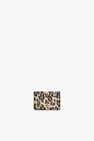 GANNI Leopard Printed Bou Card Holder - Mixed
