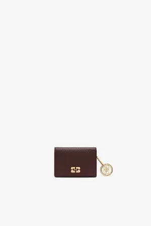 GANNI Bou Card Holder With Flap - Brown