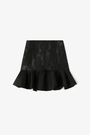 GANNI Satin Cloque Mini Skirt - Black