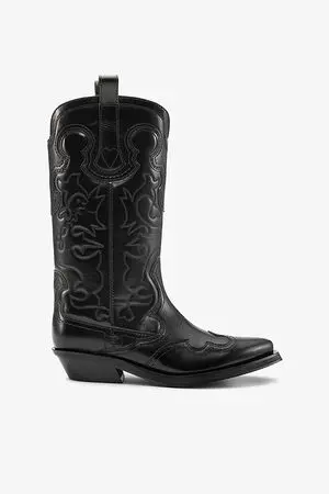 GANNI Mid-shaft Western Boots - Black