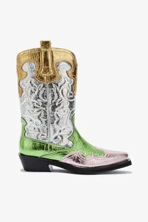 GANNI Mid-shaft Western Boots - Mixed