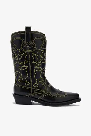 GANNI Mid-shaft Western Boots - Yellow