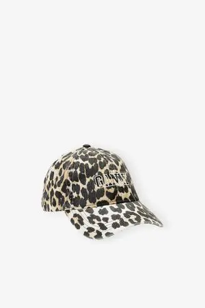 GANNI Leopard Print Cap - Mixed