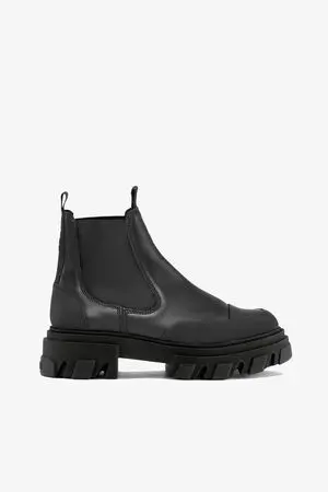 GANNI Cleated Low Chelsea Boots - Black