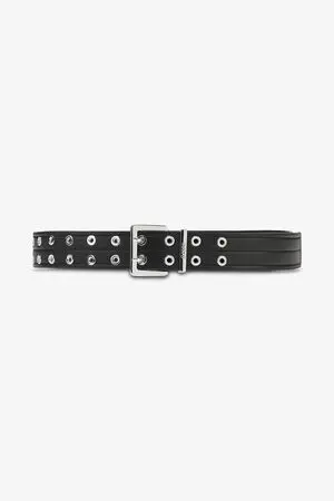 GANNI Double Eyelet Belt - Black