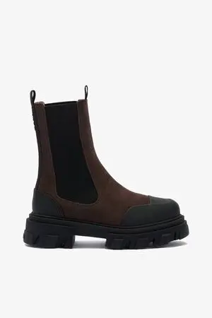 GANNI Cleated Mid Chelsea Boots - Brown