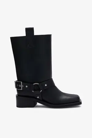 GANNI Mid-shaft Biker Boots - Black
