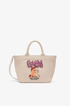 GANNI Printed Shopper White