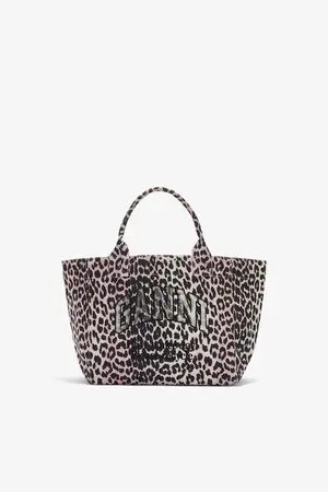 GANNI Leopard Printed Medium Tote - Pink