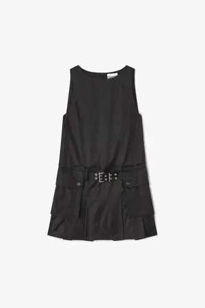 GANNI Duchesse Nylon Mini Dress - Black