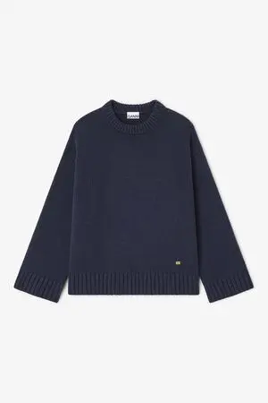 GANNI Wool Mix Sweater - Navy