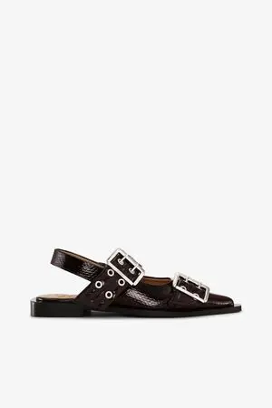 GANNI Buckle Ballerinas - Red