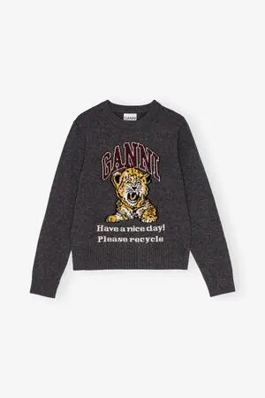 GANNI Graphic Tiger Sweater - Grey
