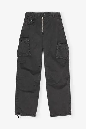 GANNI Washed Twill Cargo Trousers - Mixed