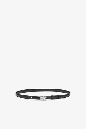 GANNI Kat Small Belt With Butterfly Logo Buckle - Black
