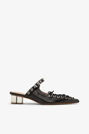 GANNI Lace-up Mules - Black