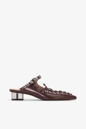 GANNI Lace-up Mules - Red